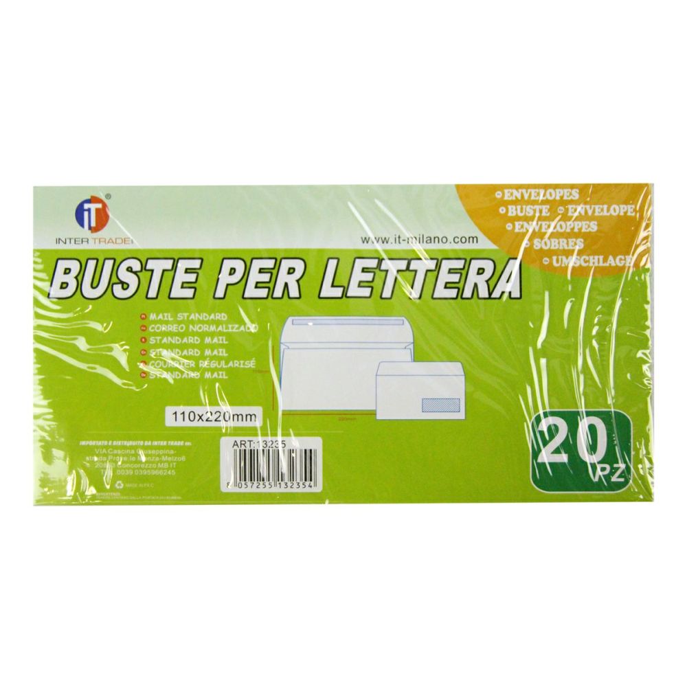 Buste per lettere formato standard dl 11x22cm 20 pezzi